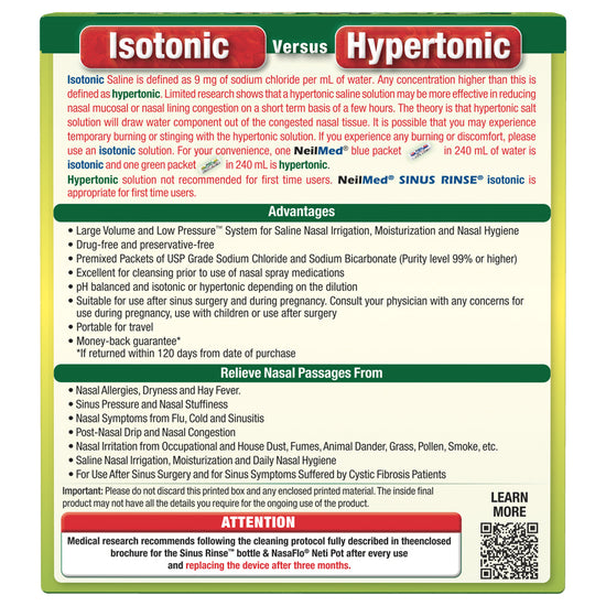 Sinus Rinse 70 Extra Strength Hypertonic Packets