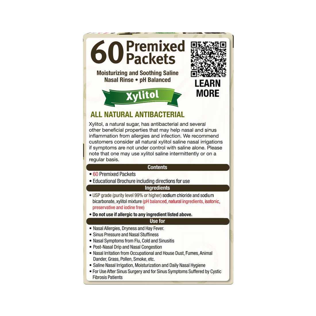 NeilMed Sinus Rinse Premixed Refill Packets With Xylitol, 60ct