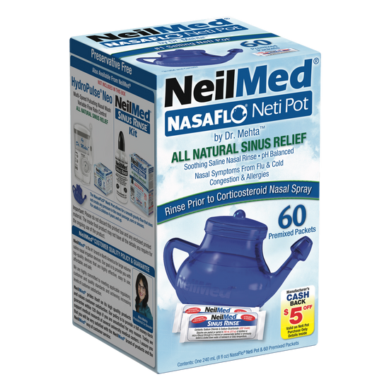 NasaFlo Neti Pot with 60 Packets